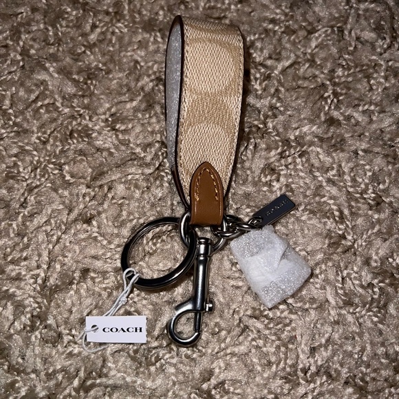 Coach | Accessories | Nwt Coach Loop Bag Charm In Light Khaki Signature ...